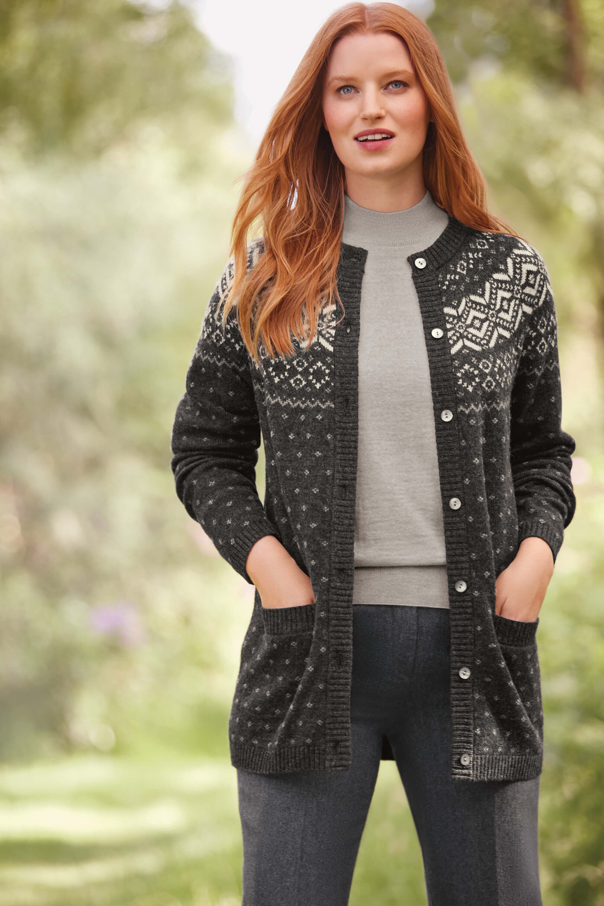 Nordic patterned coatigan | HR110 | Not Available | Cotswold Collections
