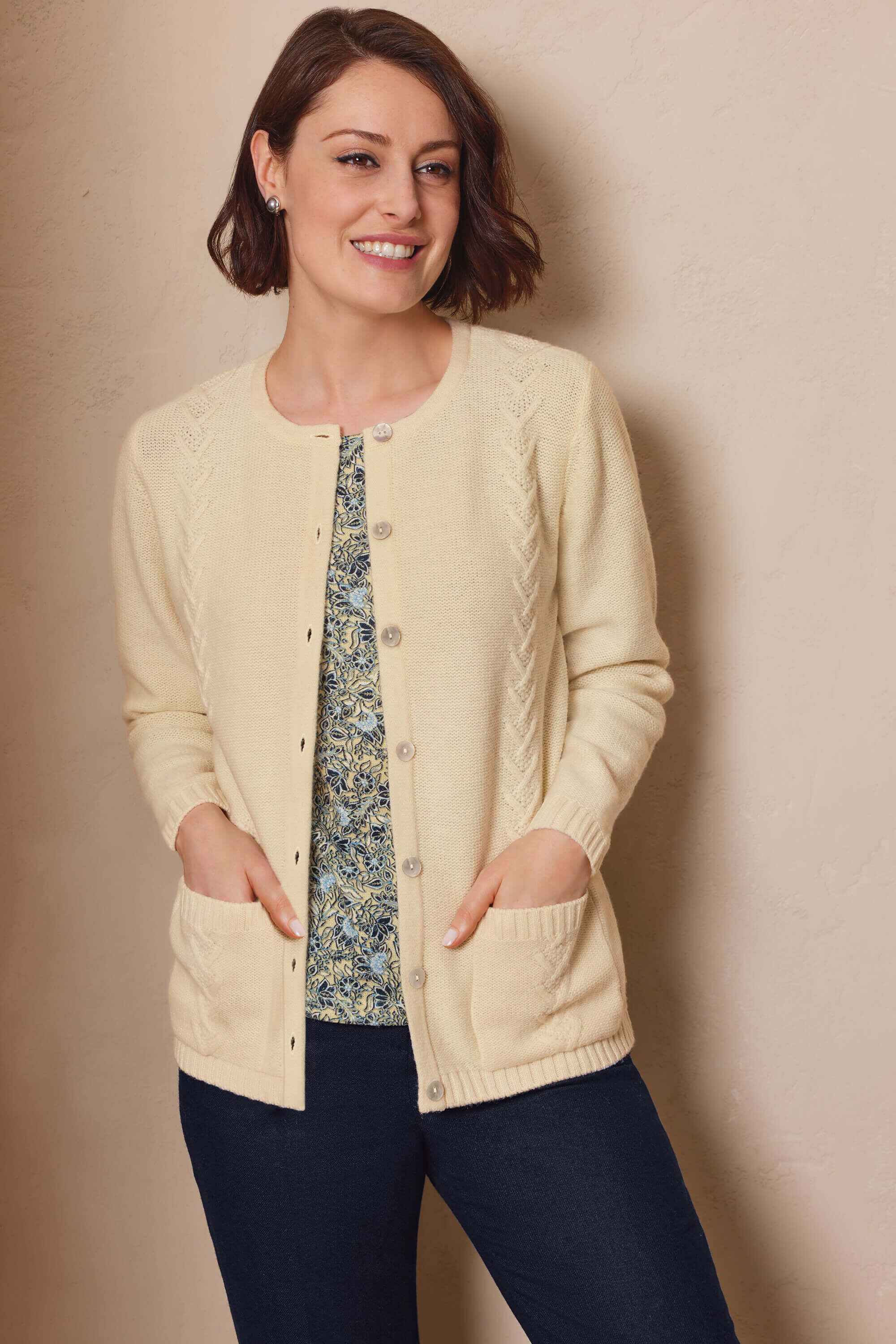 Textured lambswool cardigan | HY124 | Not Available | Cotswold Collections