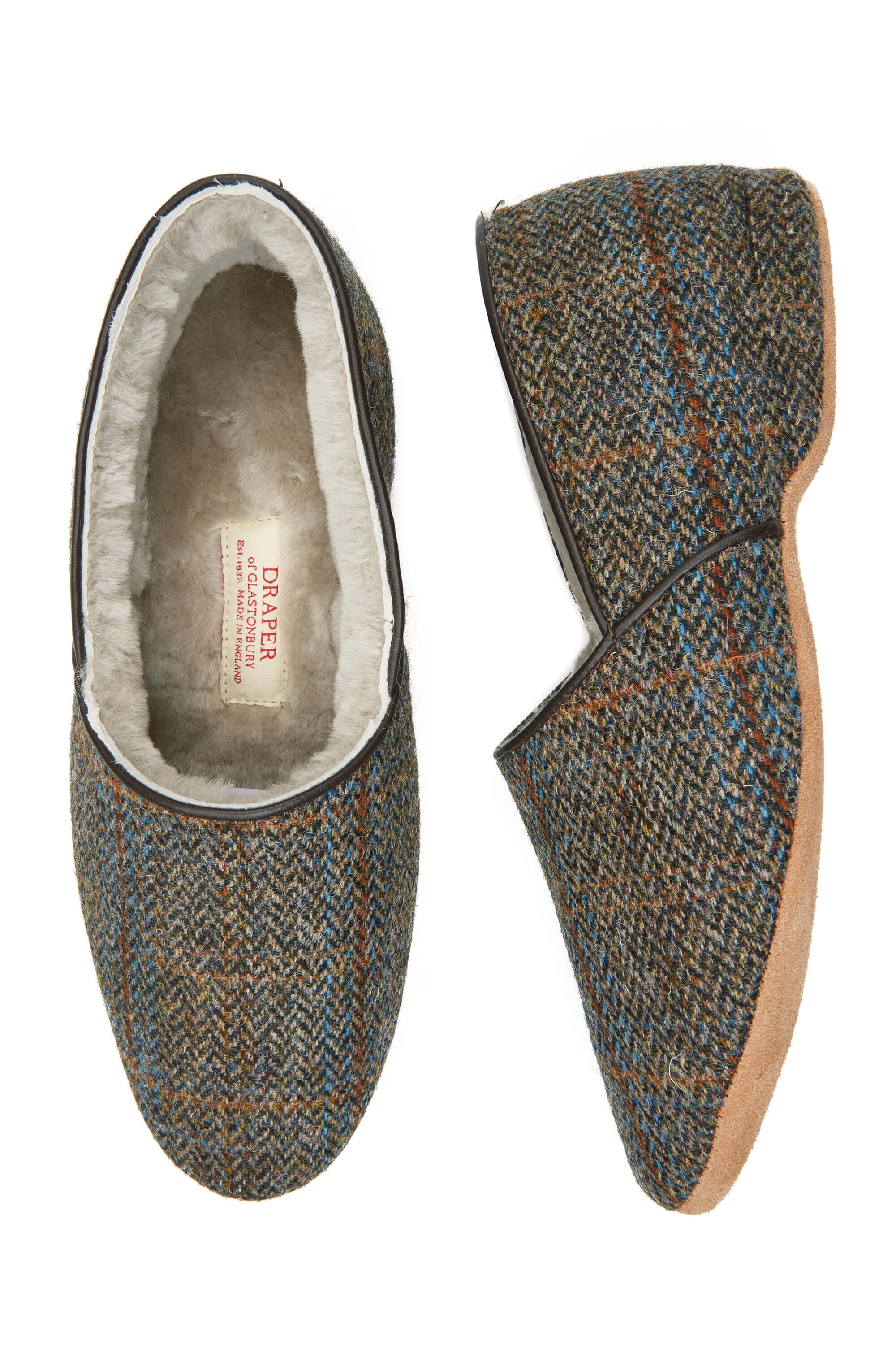 Mens tweed slippers | HZ005 | Not Available | Cotswold Collections