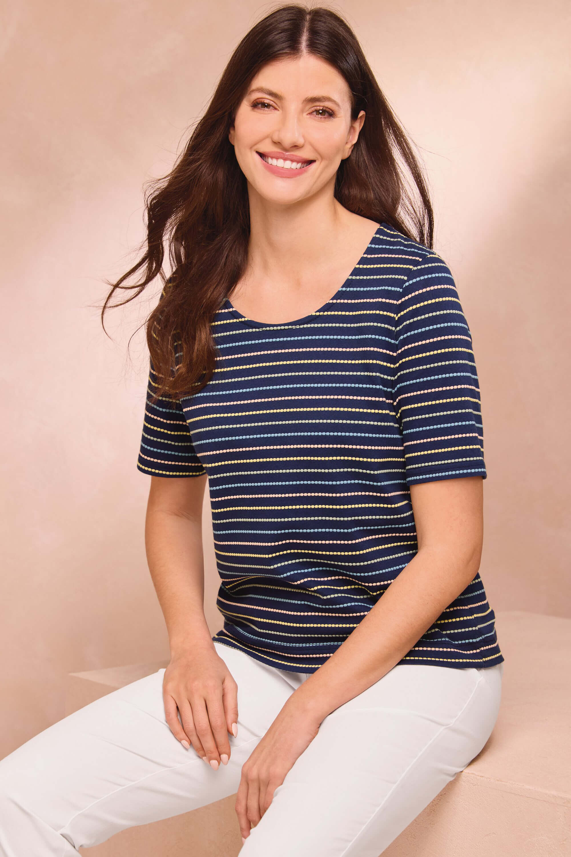 Buy Striped jersey T-shirt | JM858 | Tops | Cotswold Collections