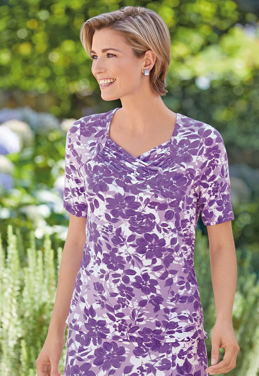 Jersey top | Lilac multi | Ladies jersey tops