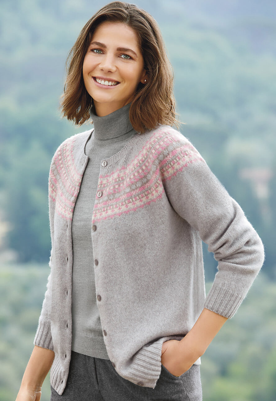 Seamless lambswool Fairisle cardigan | | Cotswold Collections